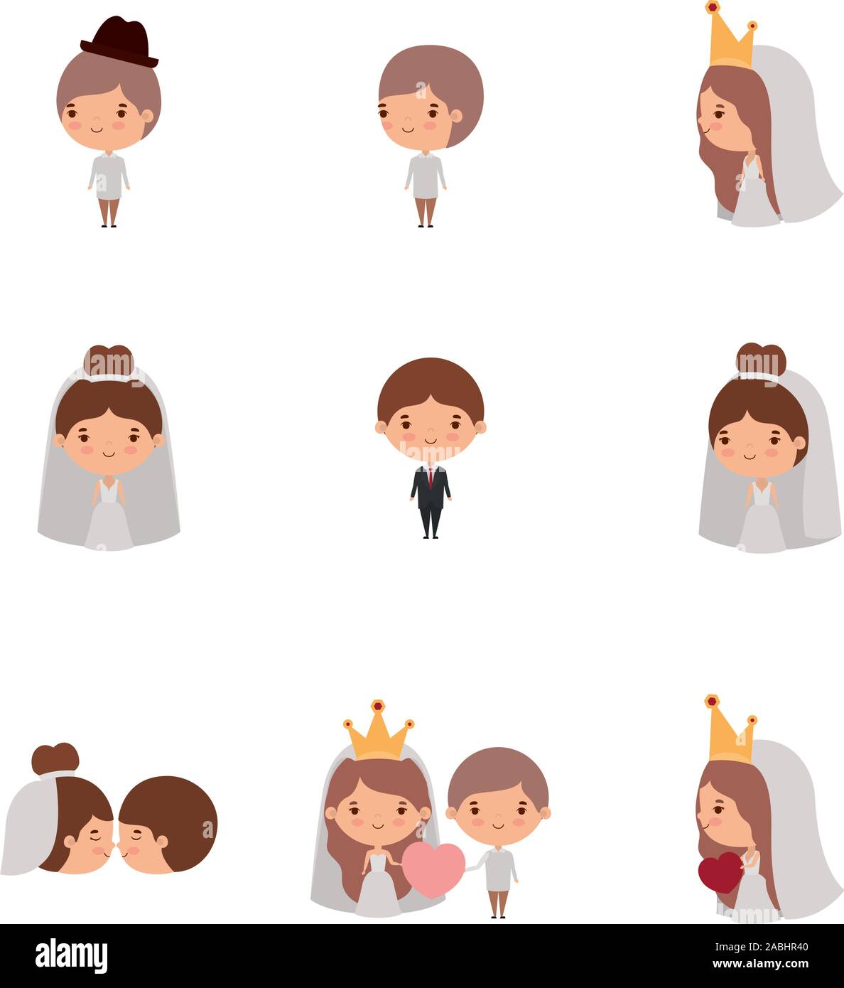 Set of brides and grooms cartoons design Stock Vector Image & Art - Alamy