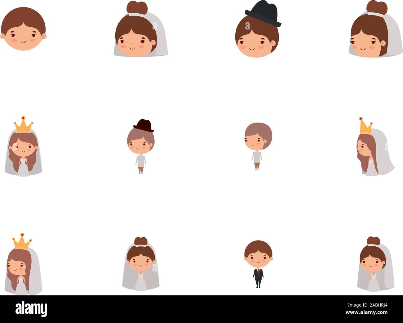 Set of brides and grooms cartoons design Stock Vector Image & Art - Alamy