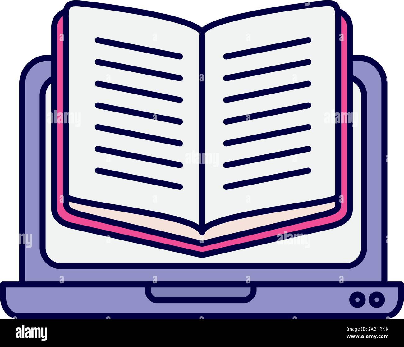 laptop book digital literature learning online vector illustration ...