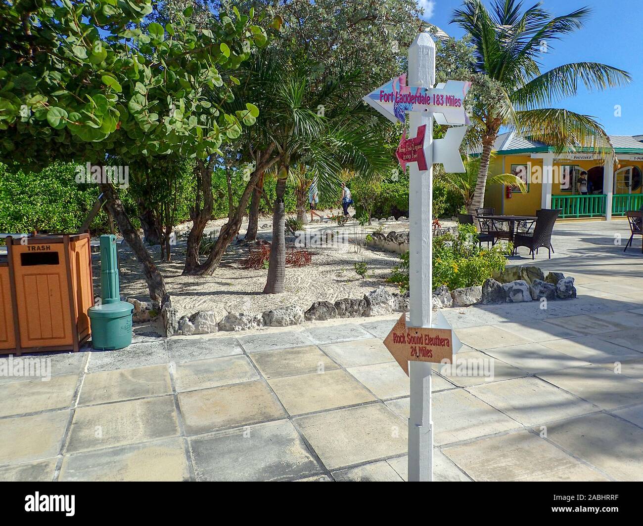 Half Moon Cay/Bahamas-10/31/19: A post with arrows showing what ...