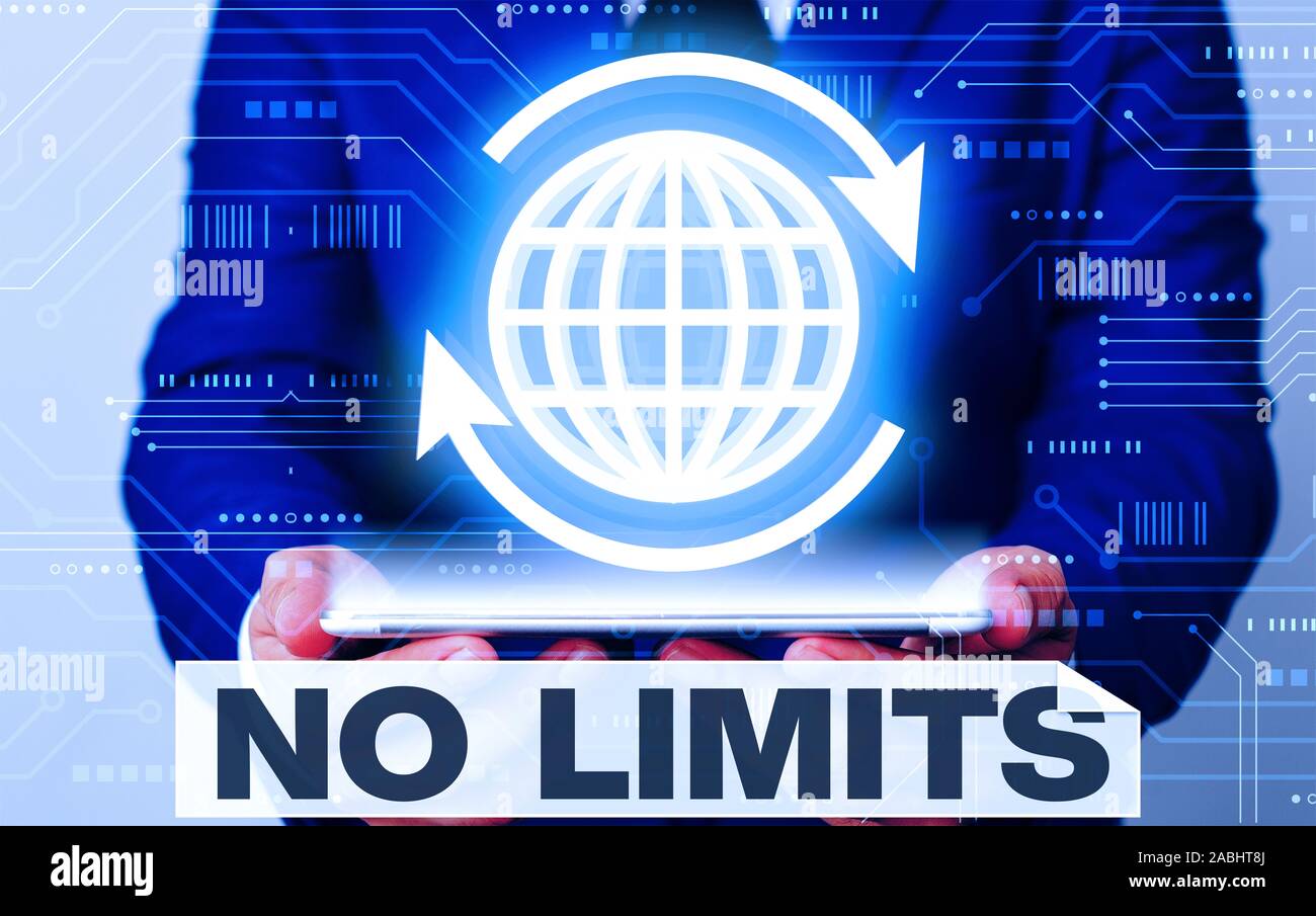 Text sign showing No Limits. Business photo showcasing to do whatever ...