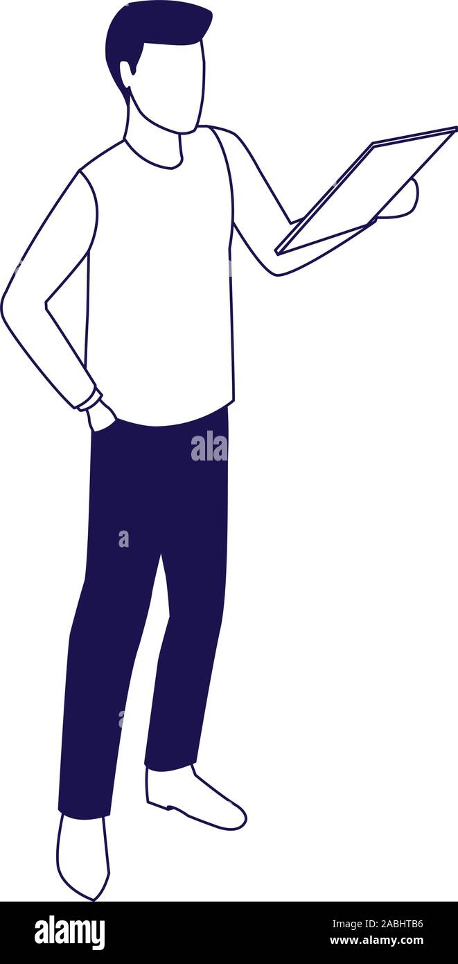 avatar man holding a tablet icon Stock Vector Image & Art - Alamy