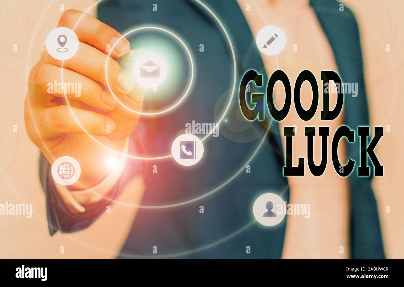 Text sign showing Good Luck. Business photo text wish positive fortune ...