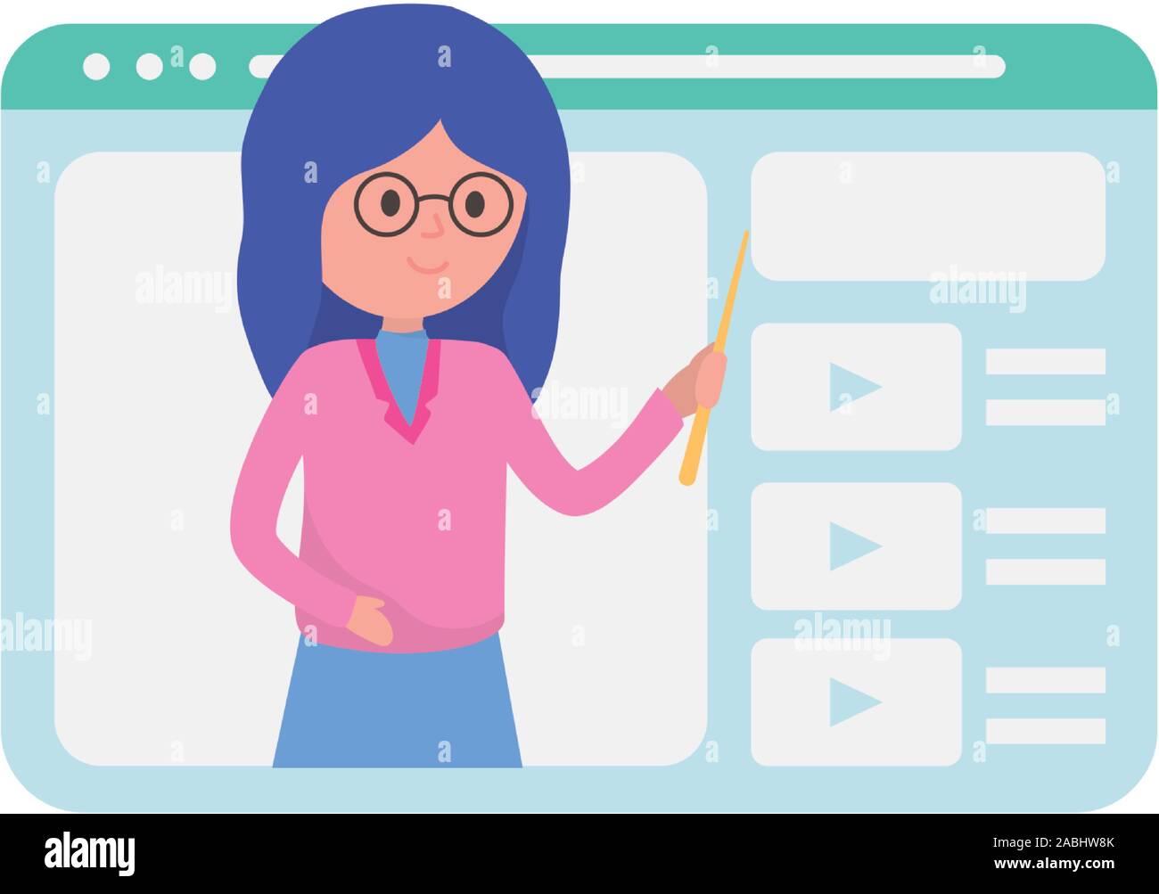 teacher video website tutorial education learning online vector ...