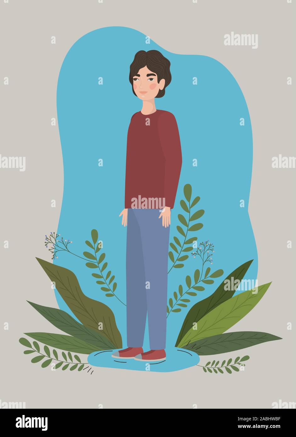 Man with leaves drawing vector design Stock Vector Image & Art - Alamy