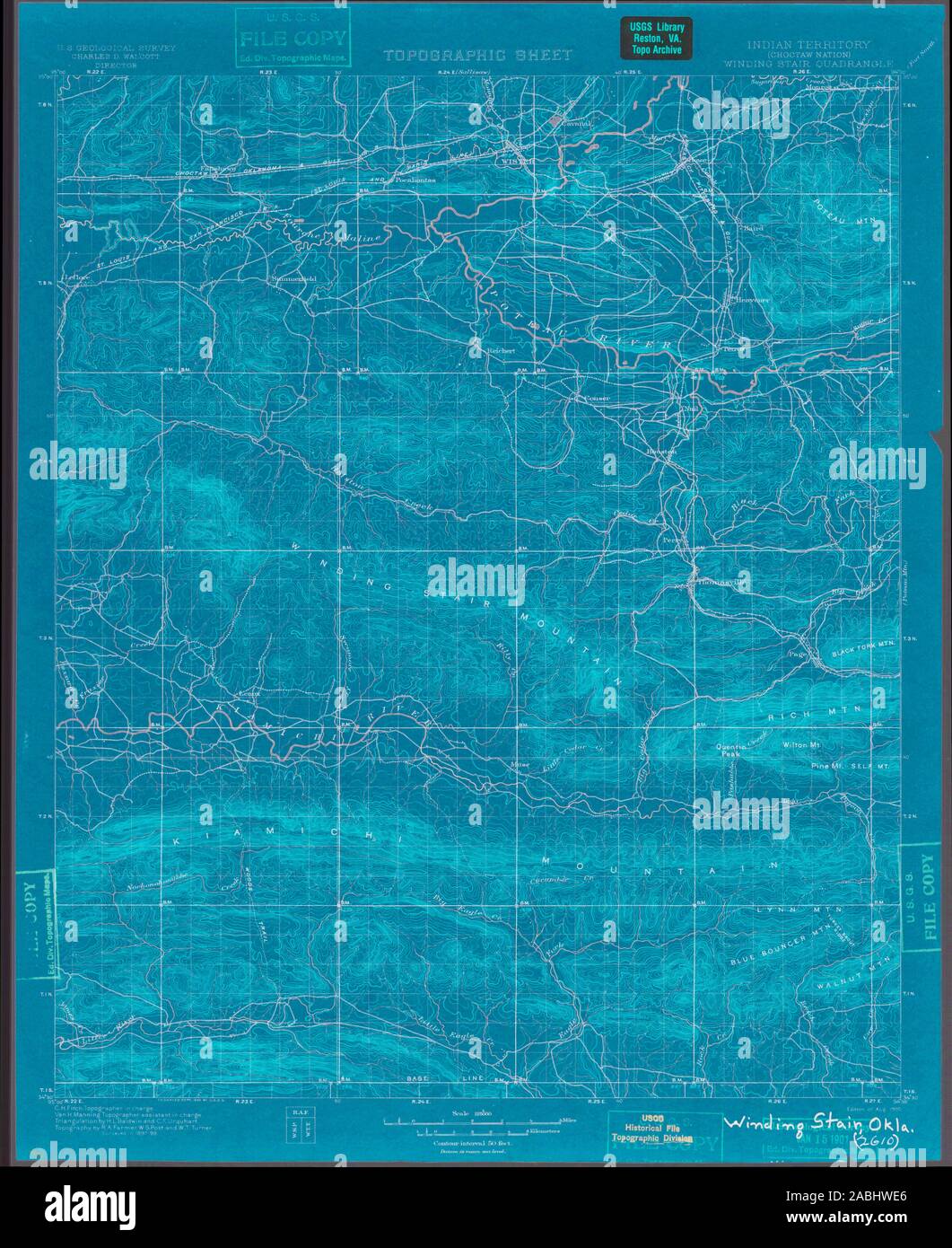 USGS TOPO Map Oklahoma IT Winding Stair 802615 1900 125000 Inverted ...