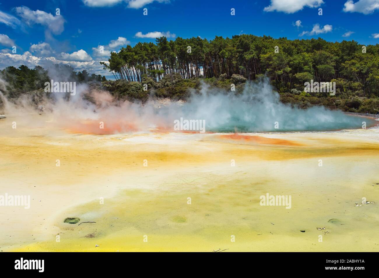 Geothermal Lake Called Champagne Pool at Wai-O-Tapu Geothermal Area ...