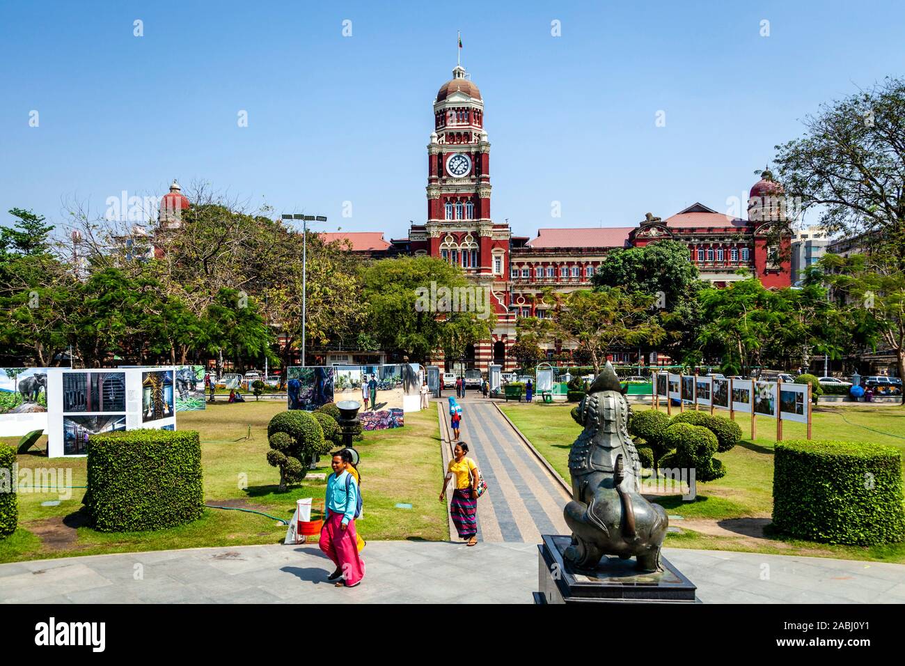 The High Court Building and The Maha Bandula Park, Yangon, Myanmar ...