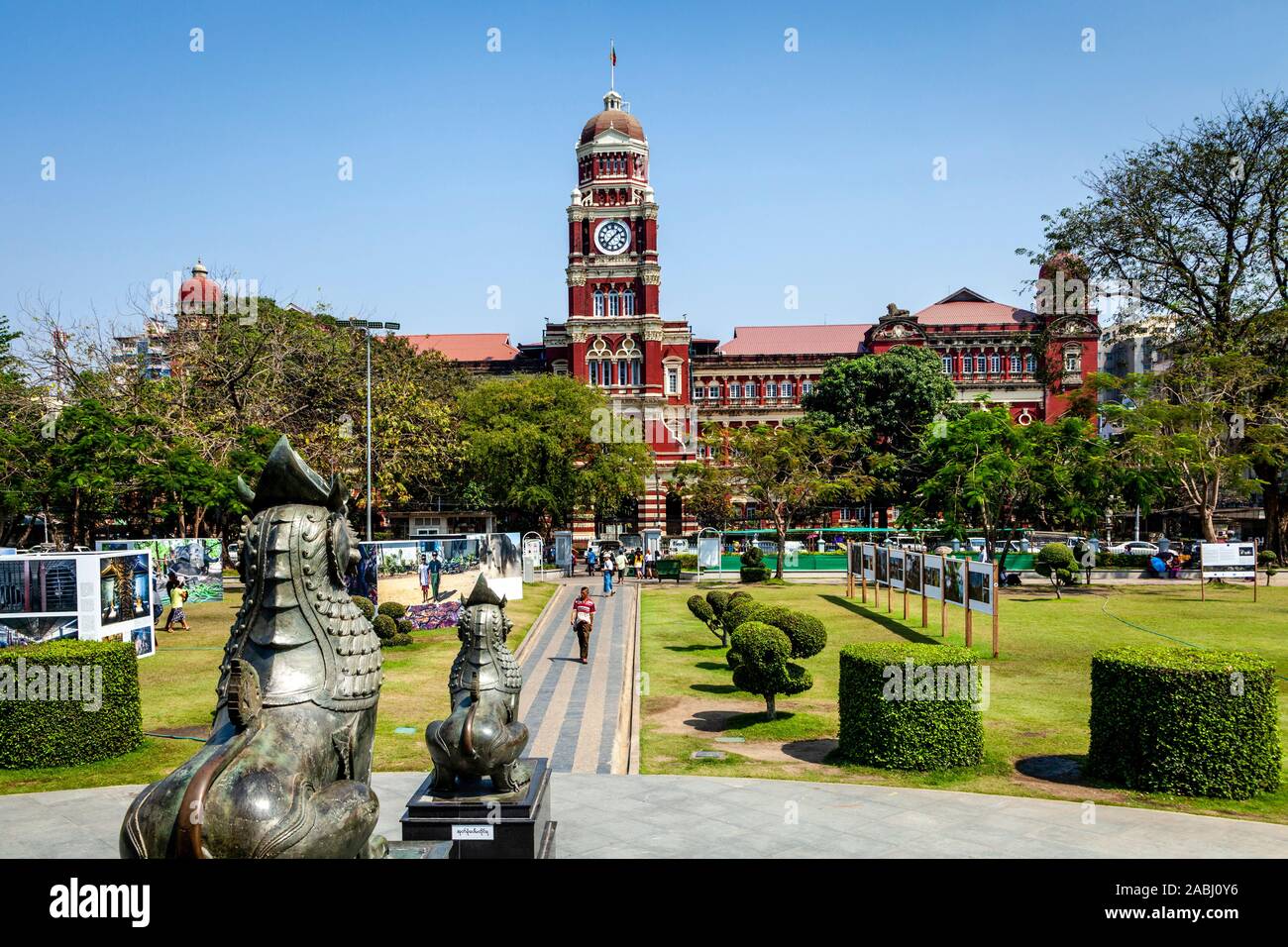 The High Court Building and The Maha Bandula Park, Yangon, Myanmar ...