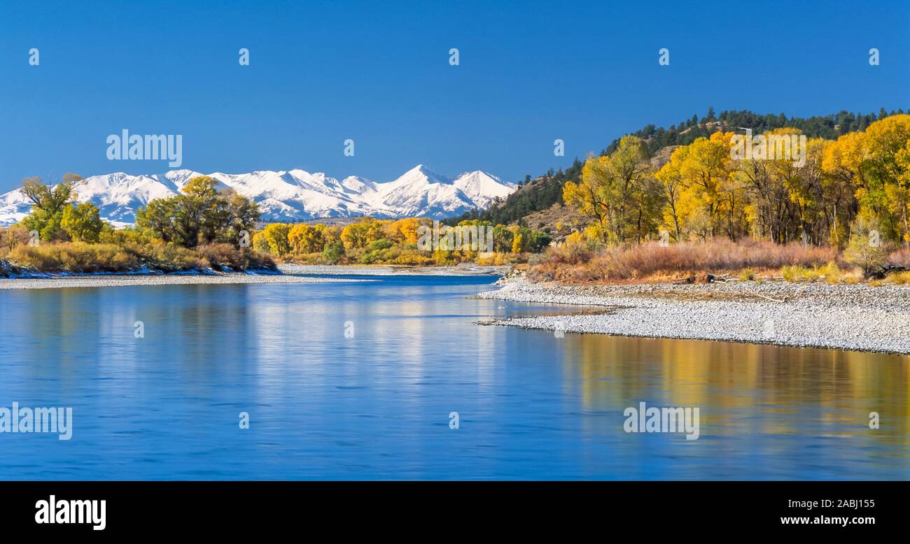 panorama of fall colors along the yellowstone river below the crazy ...