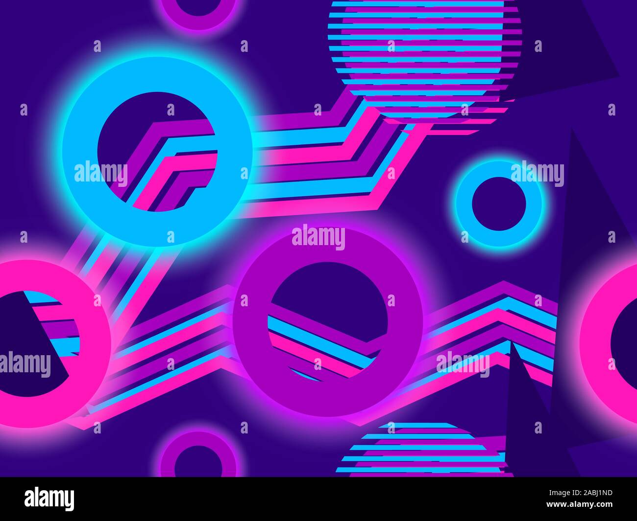 Cyberpunk seamless pattern. Retro futurism of the 80s. Neon round and ...
