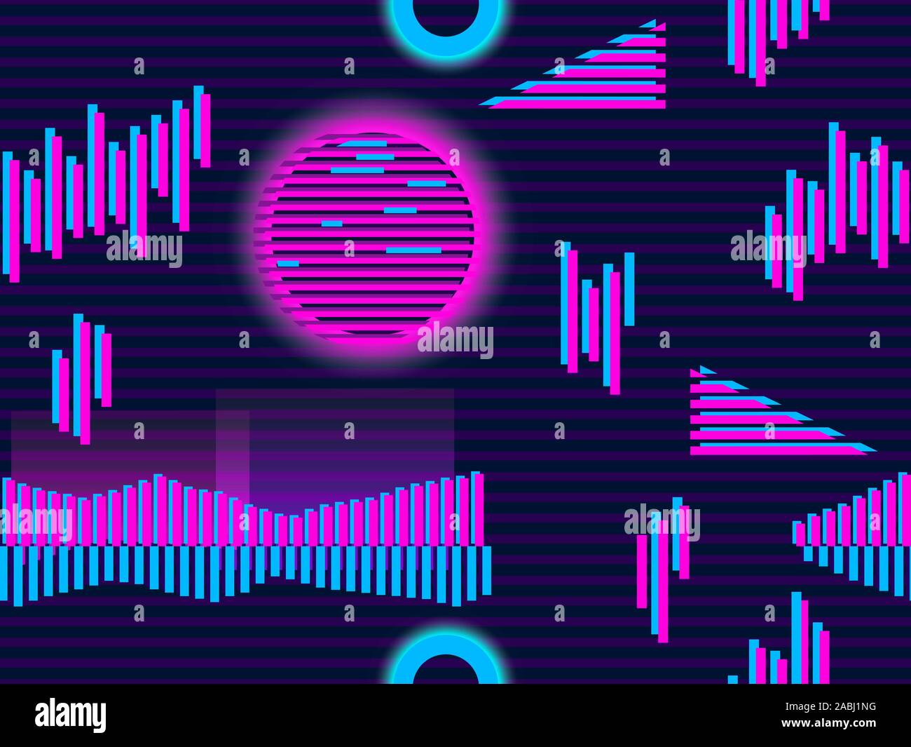 Cyberpunk seamless pattern. Retro futurism of the 80s. Neon round and ...