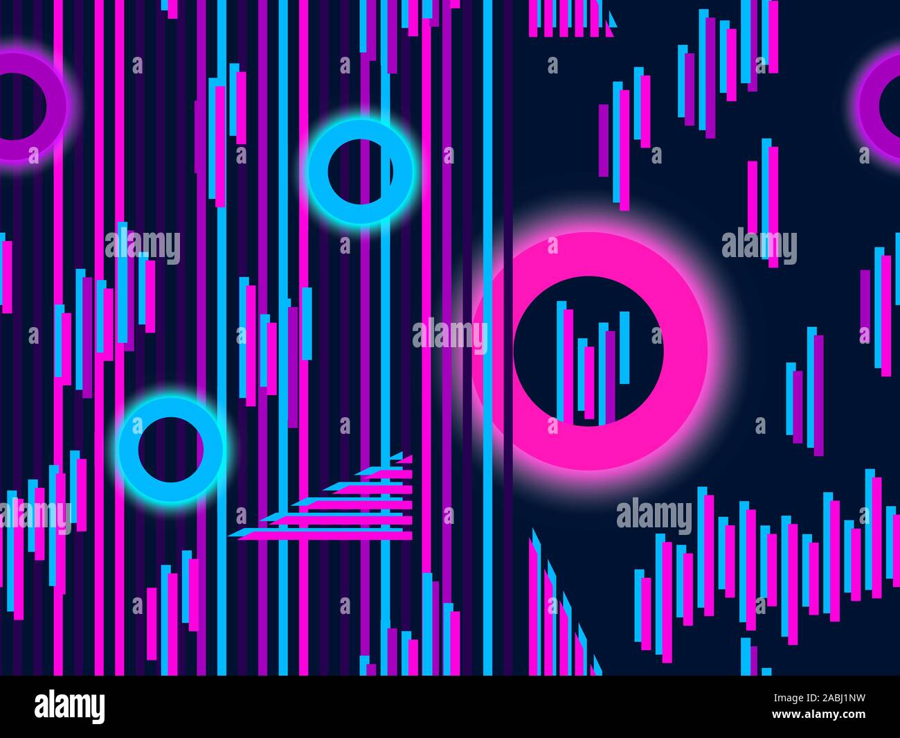 Cyberpunk seamless pattern. Retro futurism of the 80s. Neon round and ...