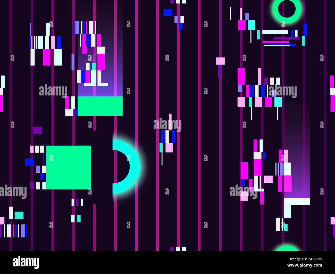 Cyberpunk seamless pattern. Retro futurism of the 80s. Neon round and ...