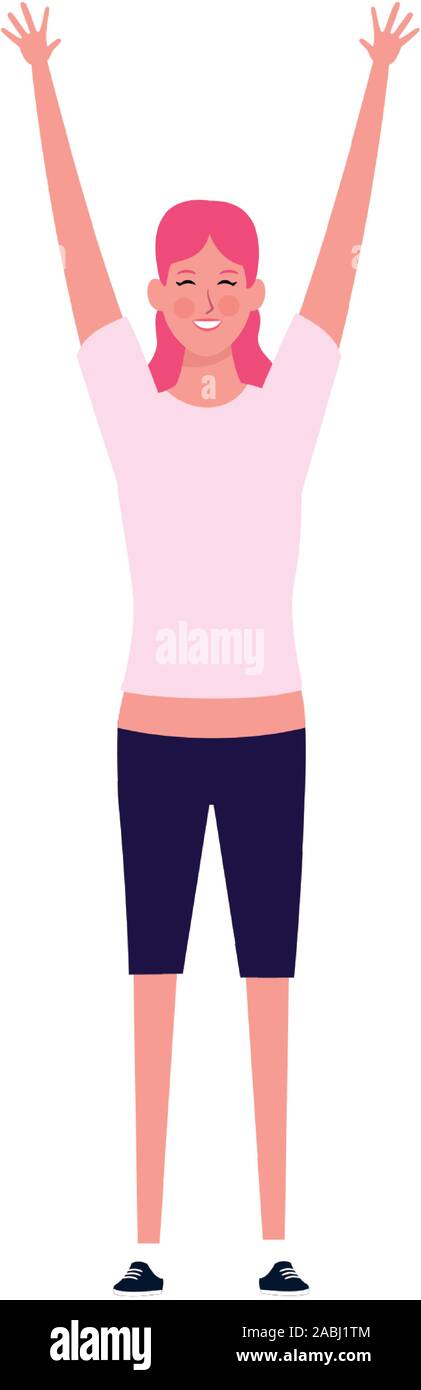 Woman with arms up Stock Vector Images - Alamy