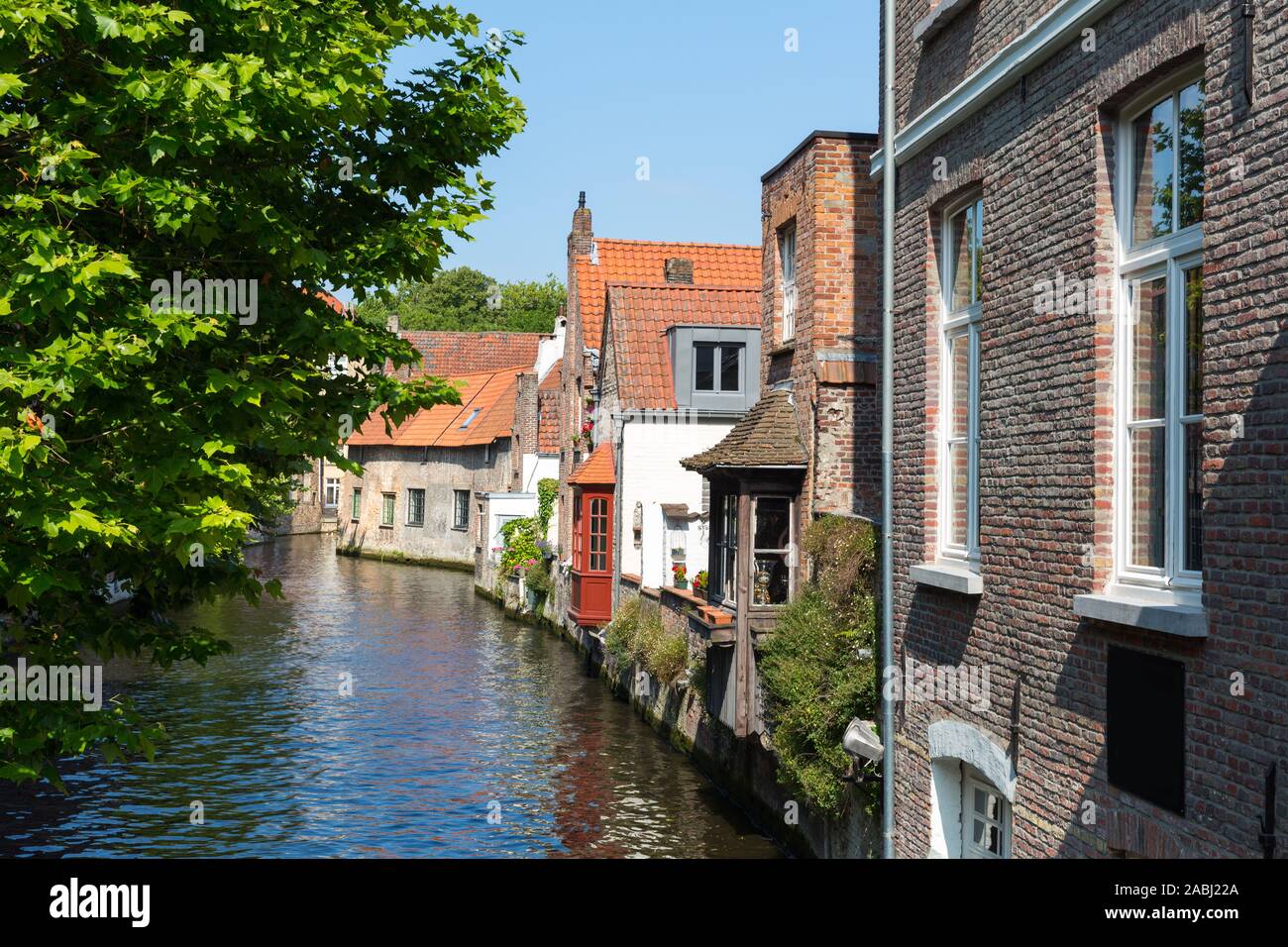 Ancient building facades on river canal, Europe Stock Photo - Alamy