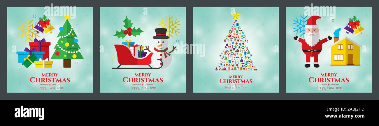 Santa claus, christmas tree, bell, stocking, christmas tree, reindeer ...