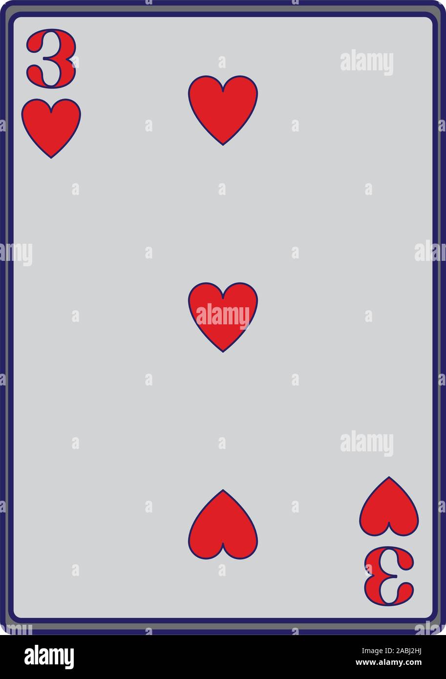 Three of hearts card Stock Vector Images - Alamy