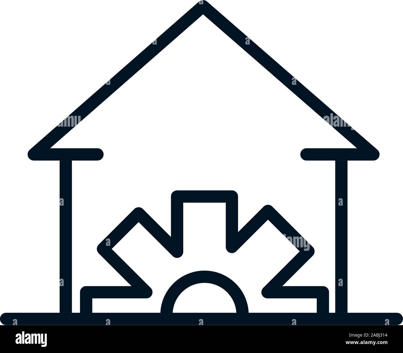 house gear architecture icon line style vector illustration Stock ...