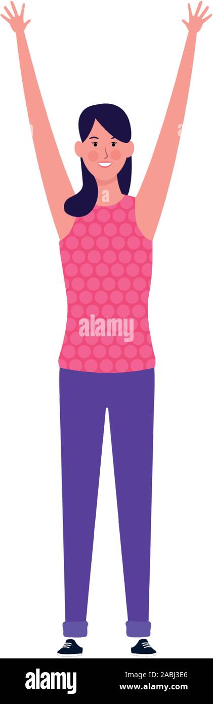 happy woman with arms up icon Stock Vector Image & Art - Alamy