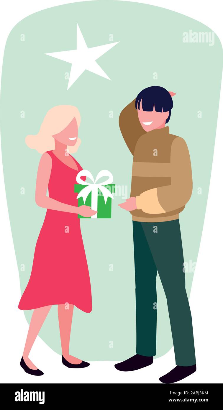 couples with gift box on white background vector illustration design ...
