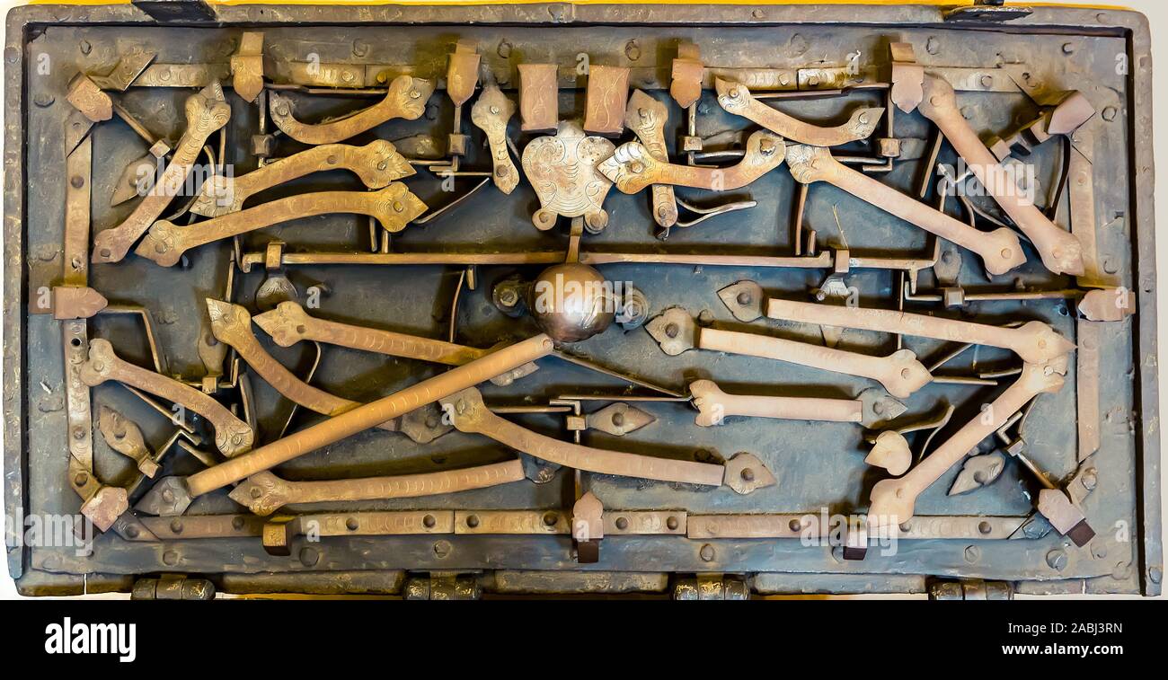 Old secret mechanism in castle museum, Europe Stock Photo - Alamy