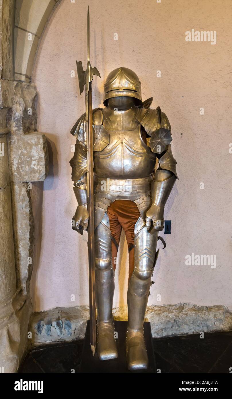 Knight's armor in old castle, Europe Stock Photo - Alamy