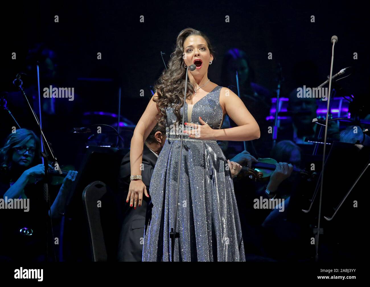 Andrea Bocelli Performing at Manchester Arena Featuring: Maria Aleida ...