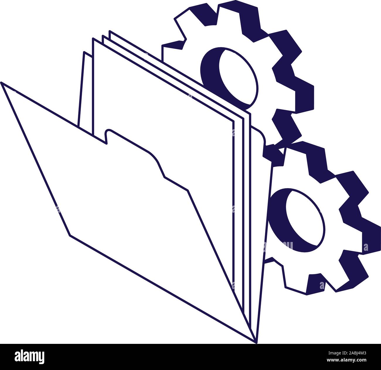 gear wheels and document folder icon Stock Vector Image & Art - Alamy