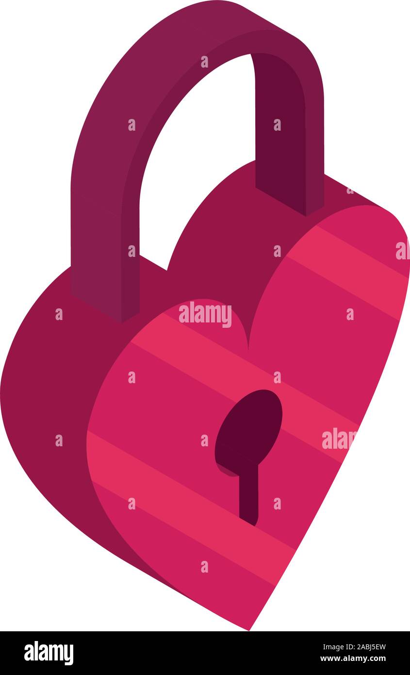 happy valentines day padlock shape heart love isometric icon vector ...