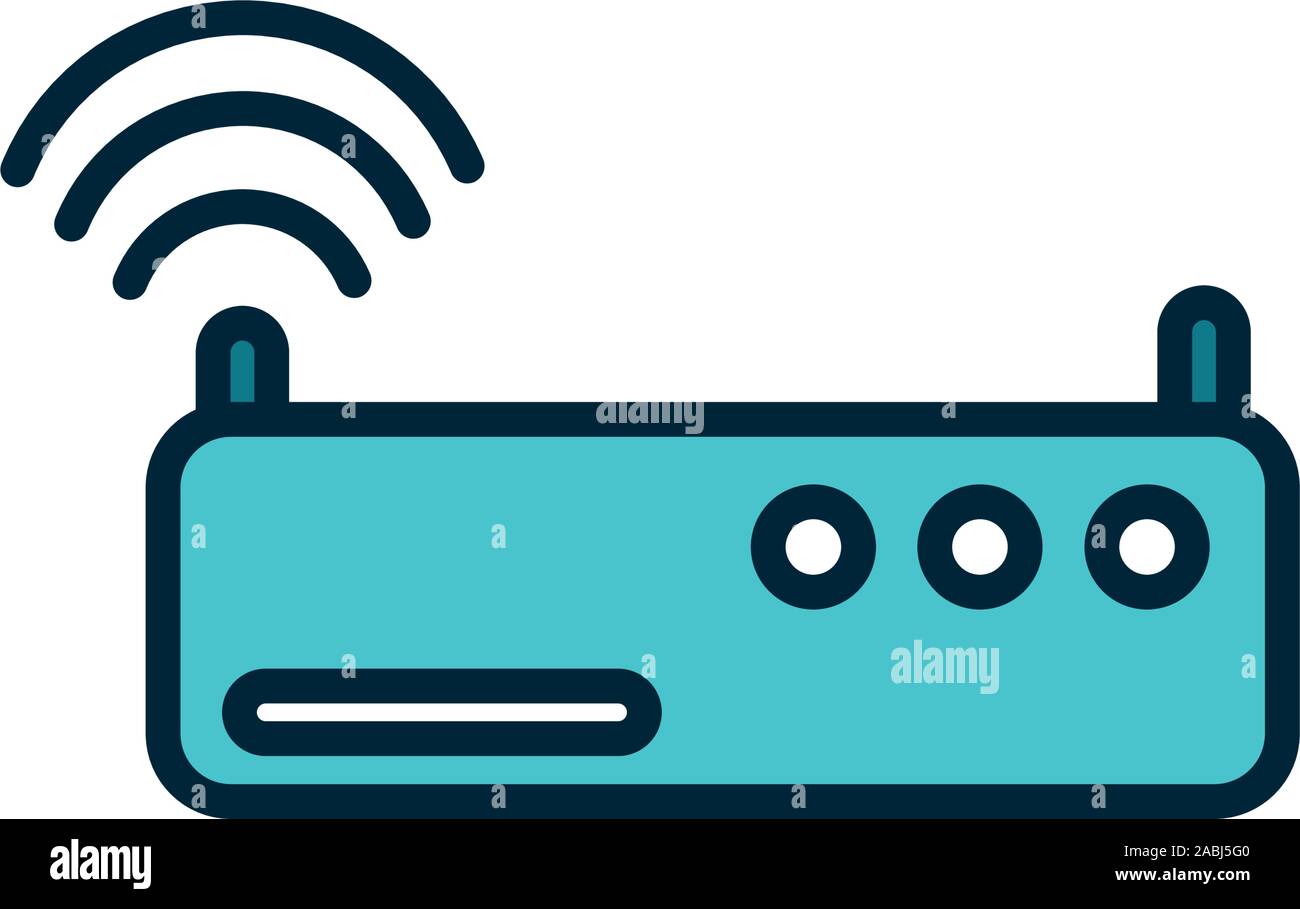 router signal wifi internet of things line and fill icon vector ...