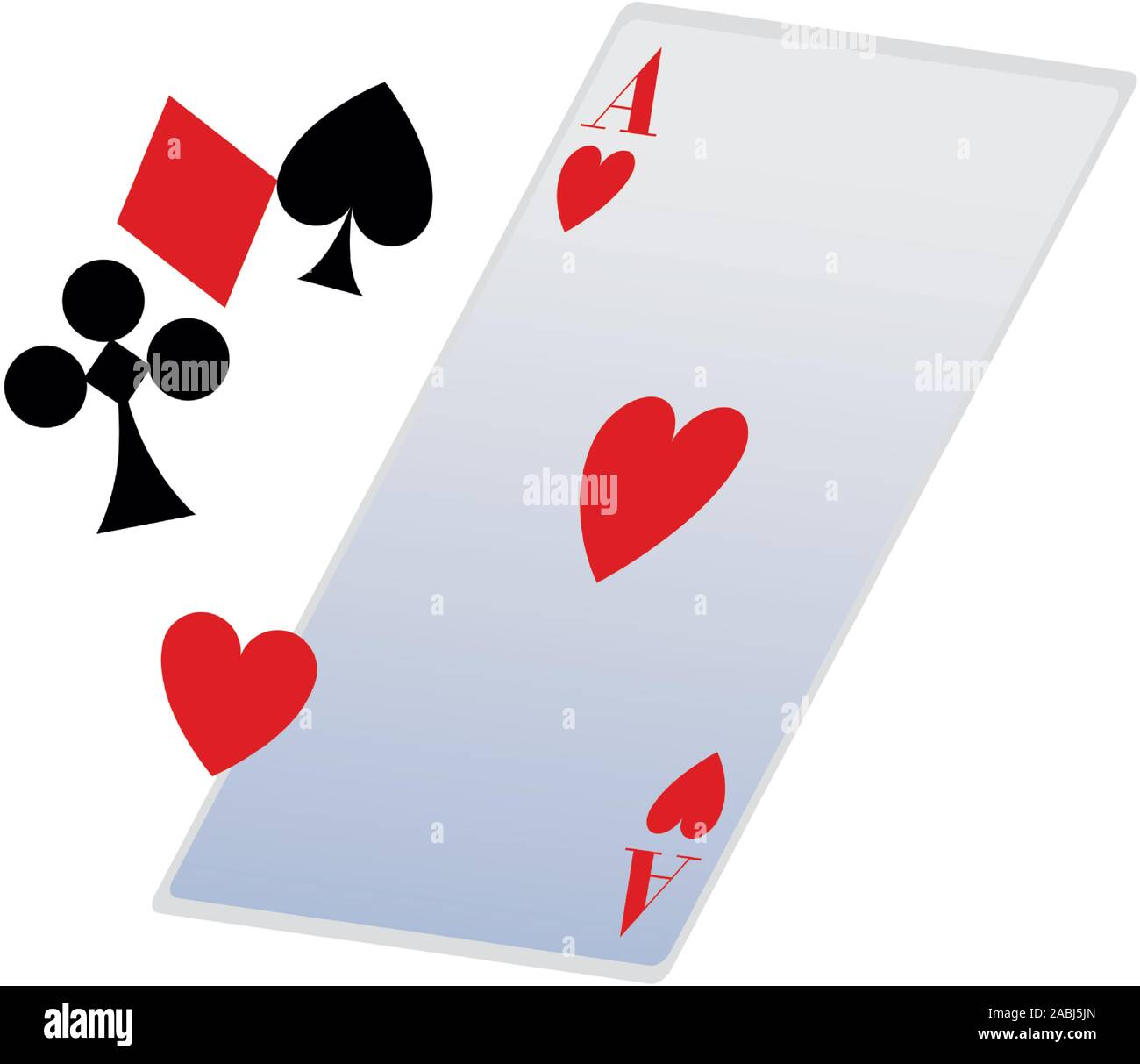 playing cards symbols and ace of heart card icon, flat design Stock ...