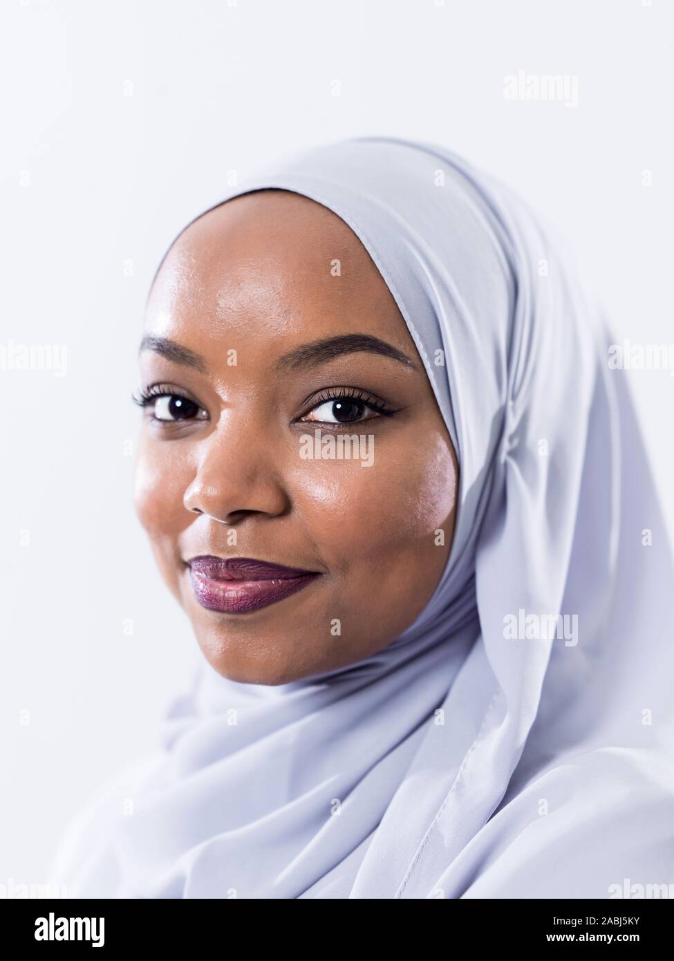 portrait of young modern muslim afro beauty wearing traditional islamic ...