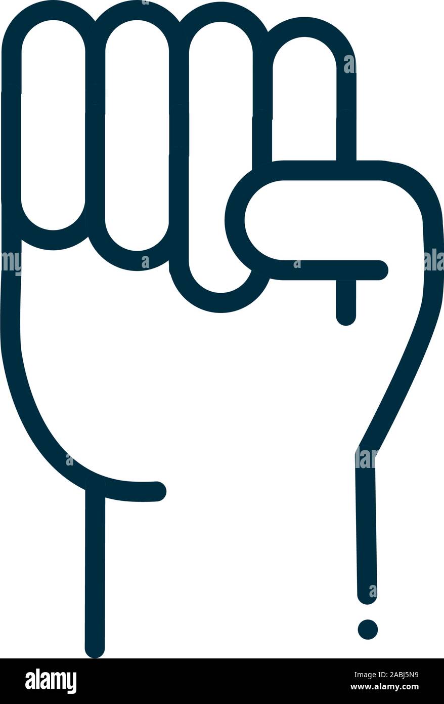hand raised with fist peace and human rights line vector illustration ...