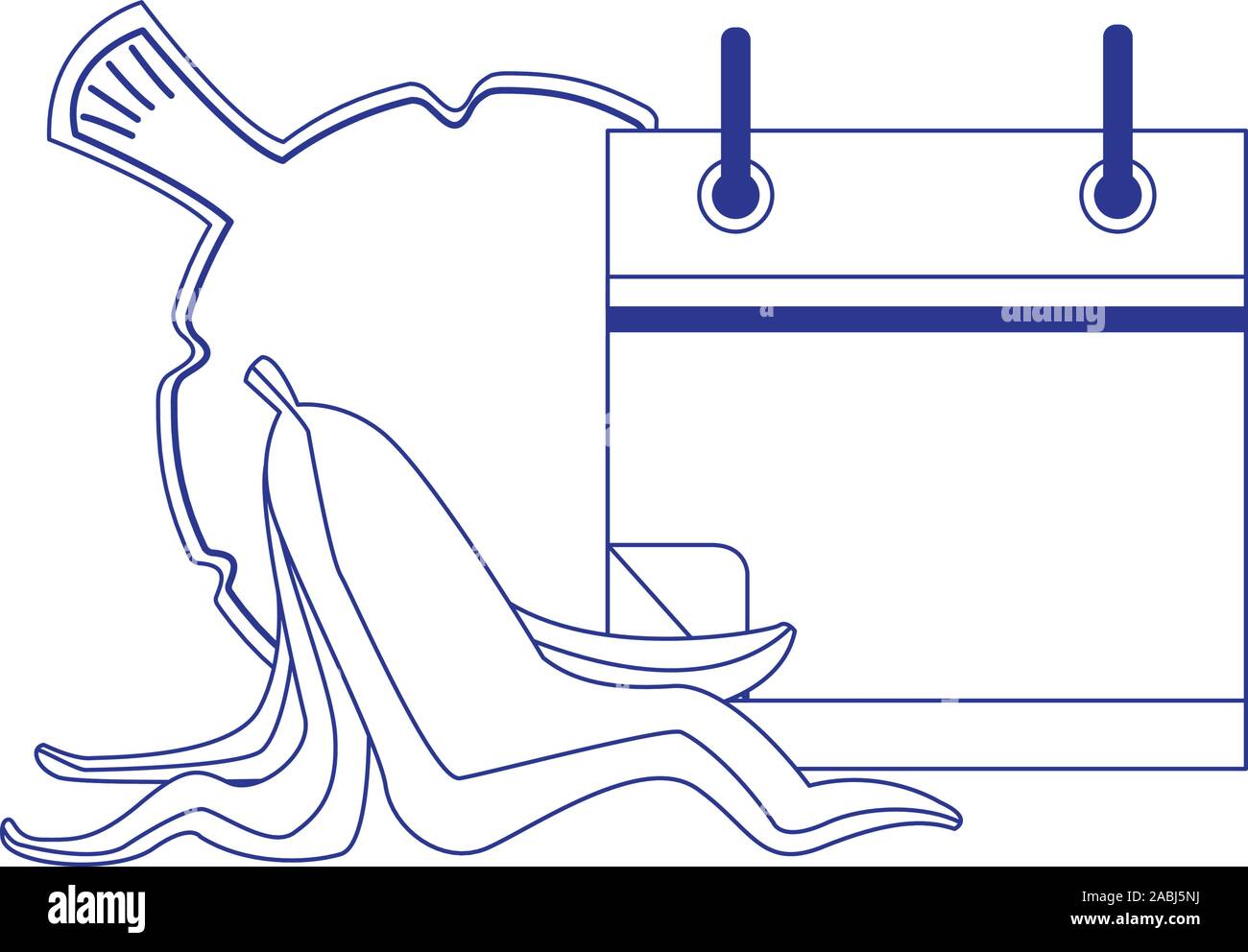 blank calendar with fart bag and banana peel icon Stock Vector Image ...