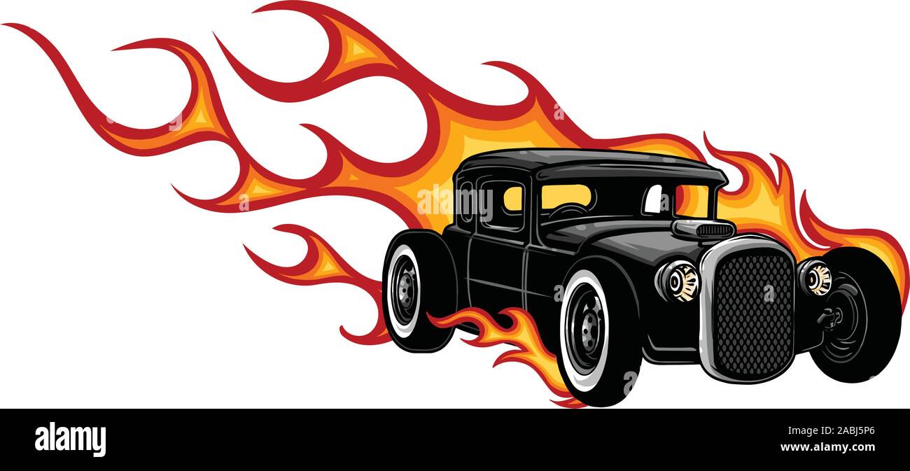 vector muscle car with flames Crazy race Stock Vector Image & Art - Alamy