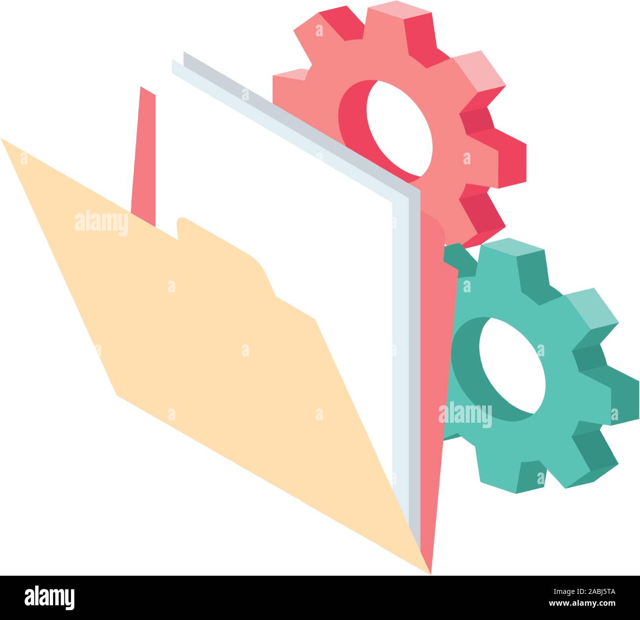 gear wheels and document folder icon Stock Vector Image & Art - Alamy