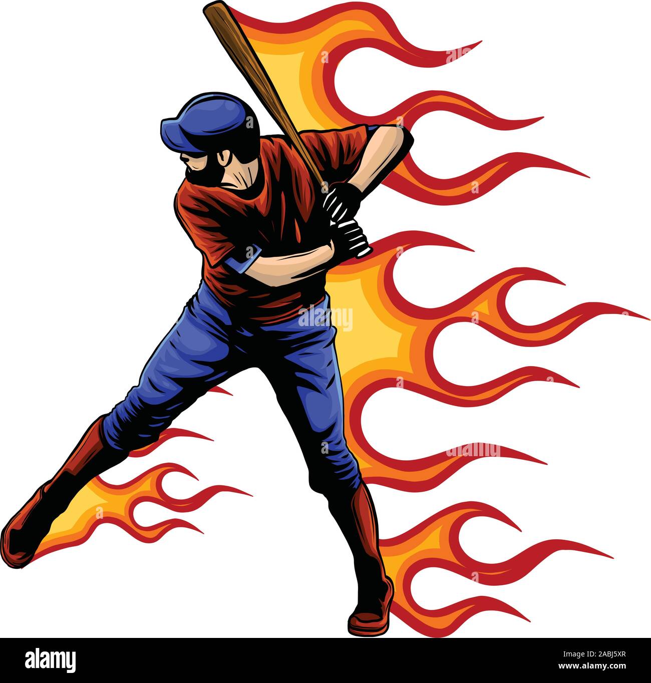 Illustration of a american baseball player batting cartoon style ...