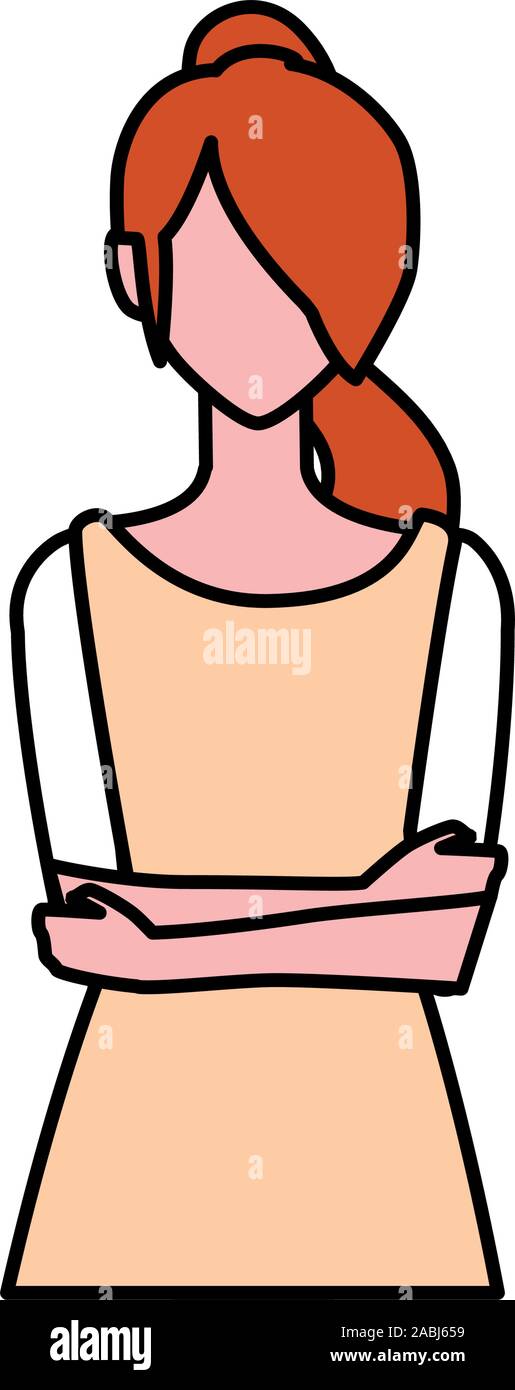 woman faceless standing on white background vector illustration design ...