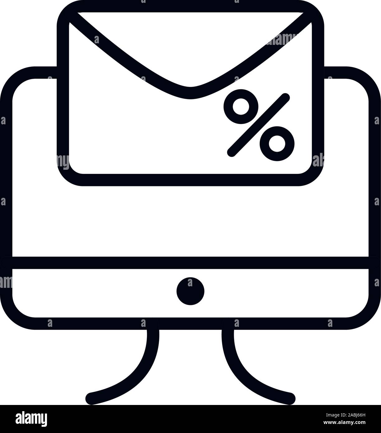 computer email marketing offer shopping line style vector illustration ...