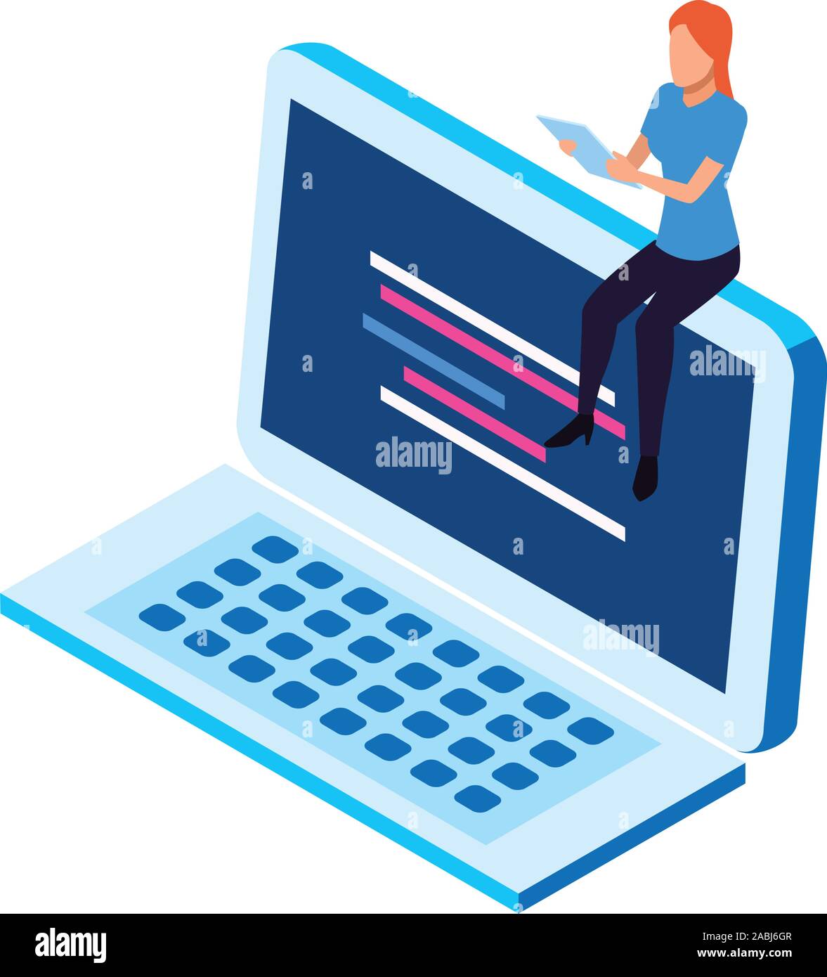 Woman home browsing internet Stock Vector Images - Alamy