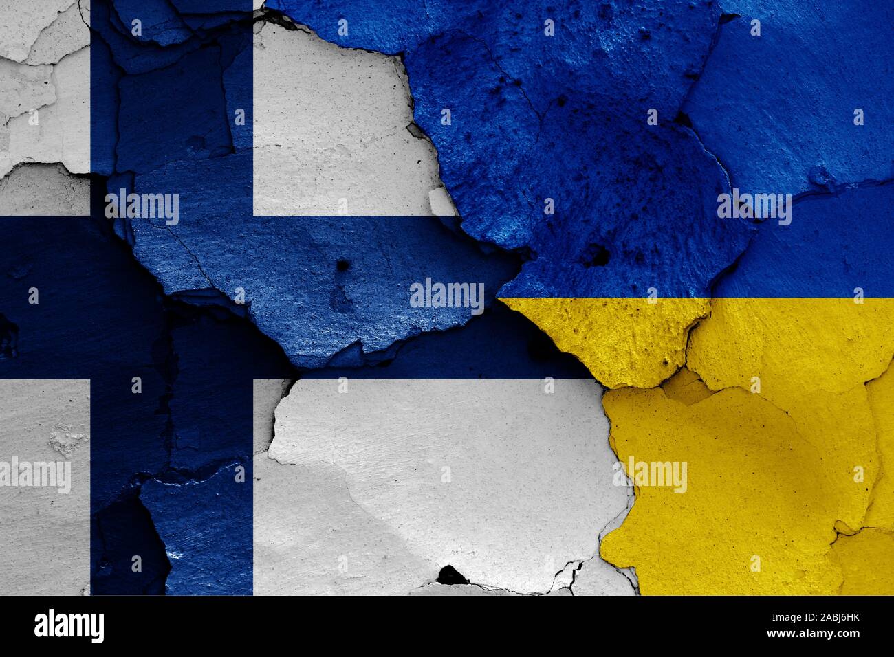 flags of Finland and Ukraine painted on cracked wall Stock Photo - Alamy