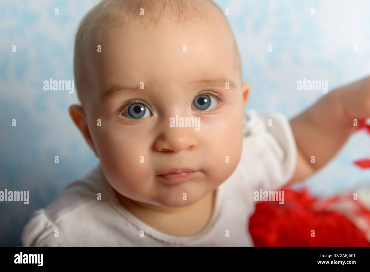 Portrait of adorable baby girl. Childhood. Authentic image Stock Photo ...