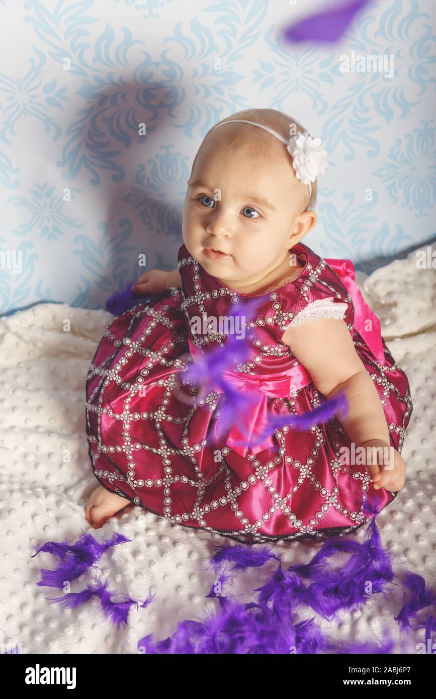 Portrait of adorable baby girl. Childhood. Authentic image Stock Photo ...