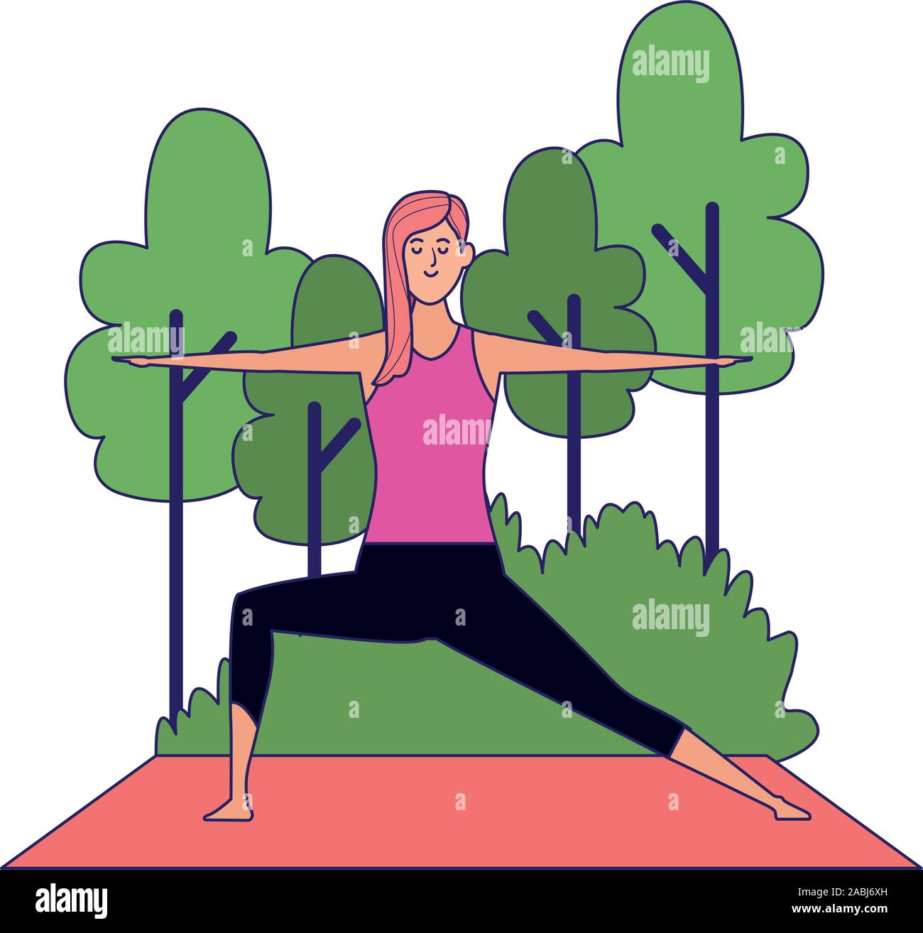 Yoga outdoors tree Stock Vector Images - Alamy