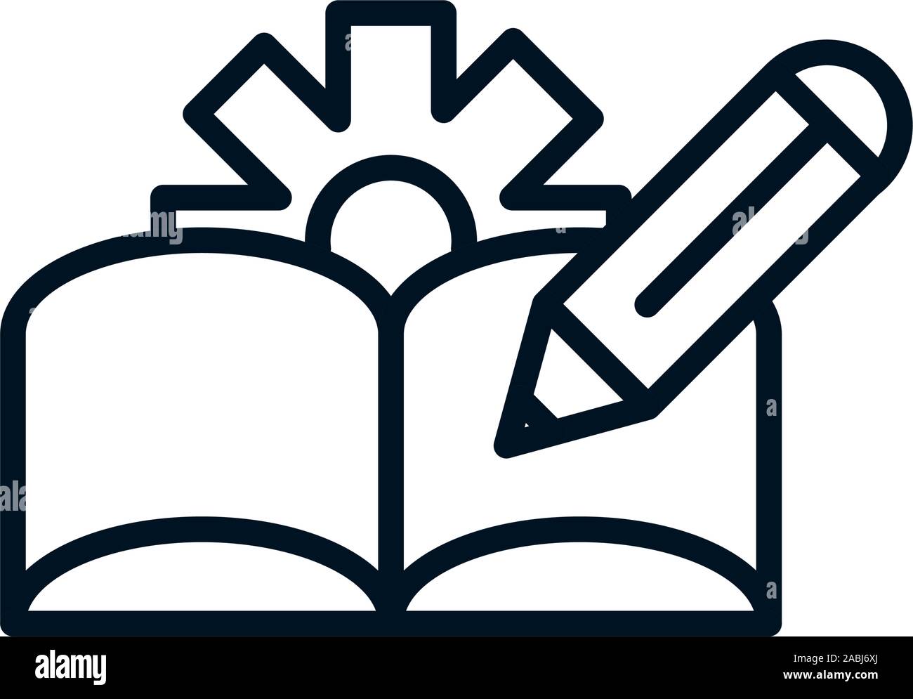 book pencil gear architecture icon line style vector illustration Stock ...