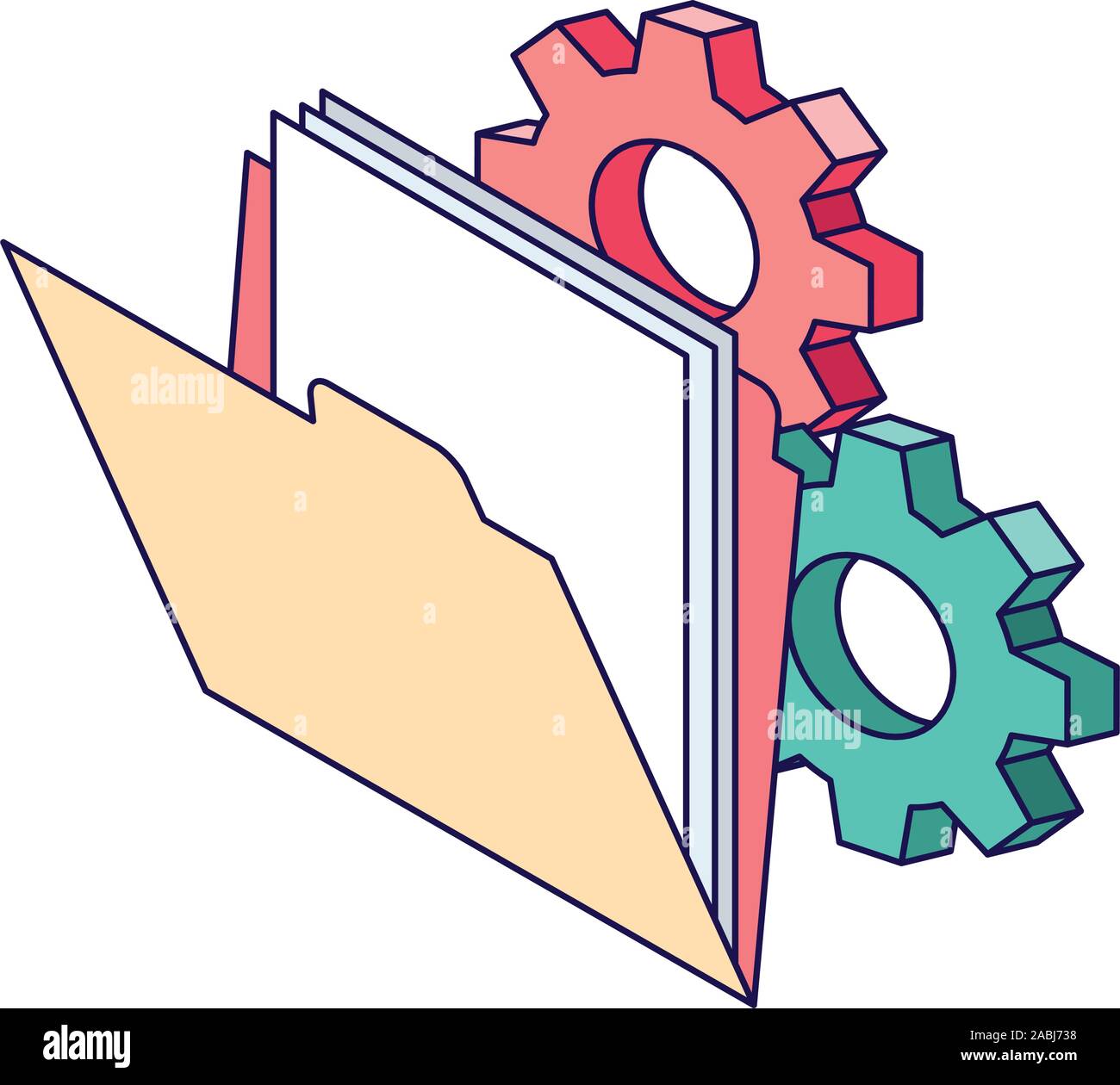 gear wheels and document folder icon Stock Vector Image & Art - Alamy