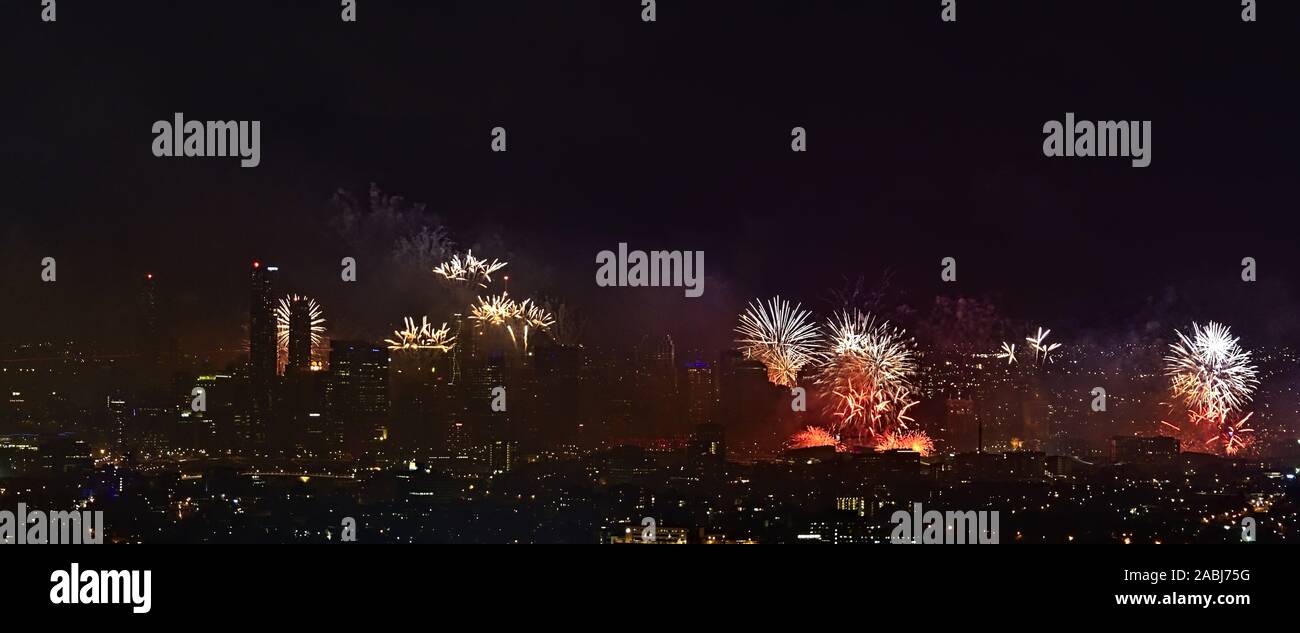Fireworks over the city Stock Photo - Alamy