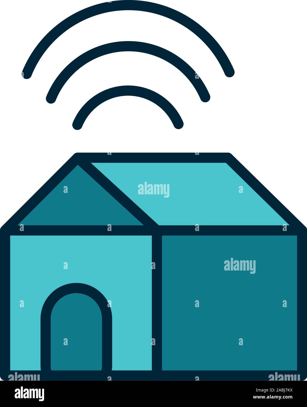smart house connection wifi internet of things line and fill icon ...