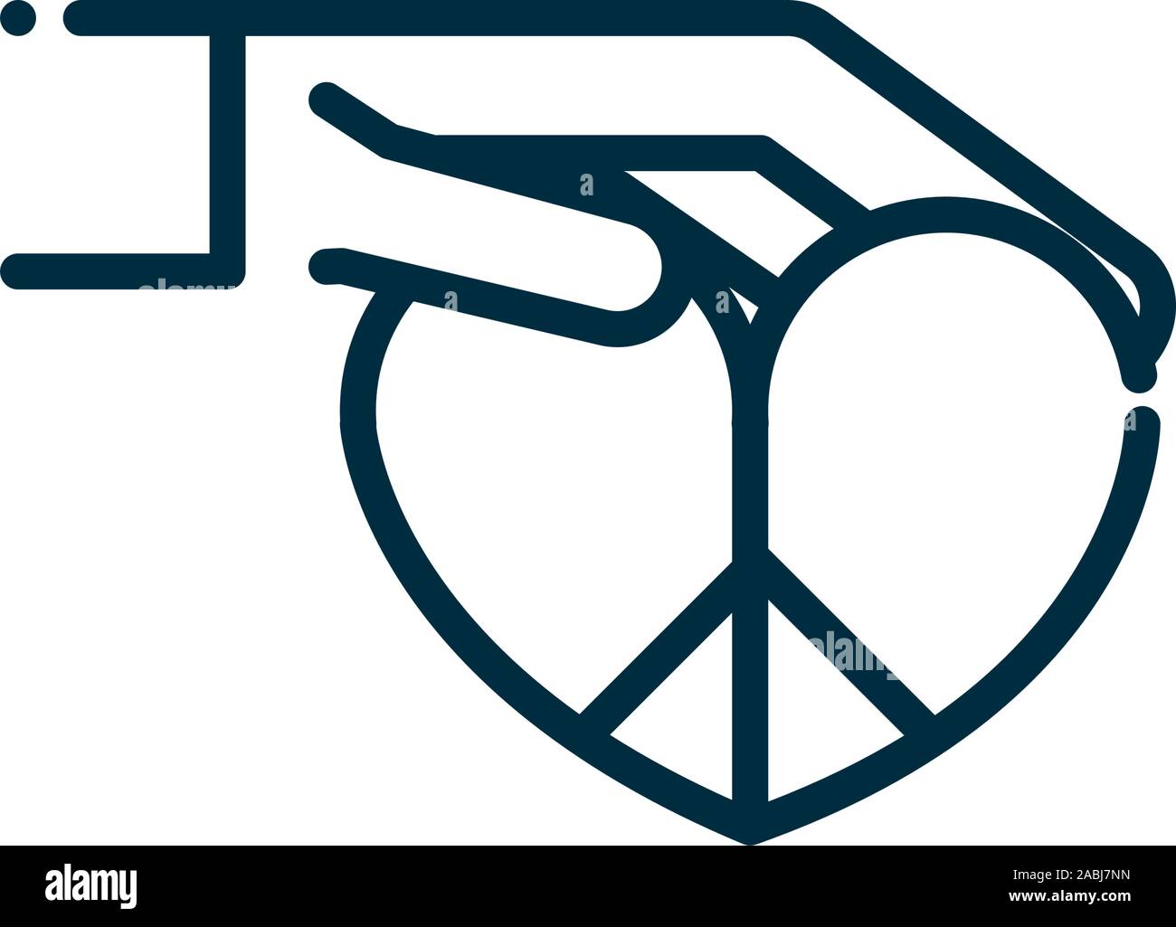 hand love peace and human rights line vector illustration Stock Vector ...